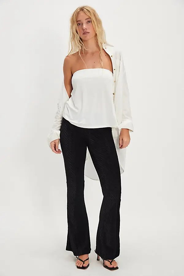 Free People Penny Pull-on Velvet Flared Pants - Black