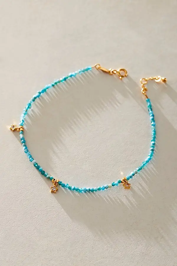 SATYA JEWELRY Beaded Anklet - Blue Opal