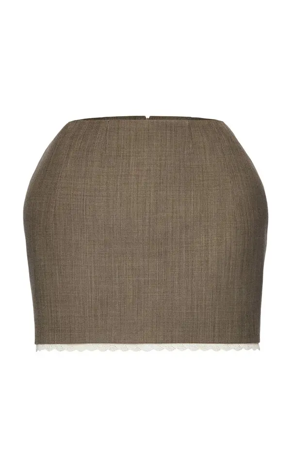 Magda Butrym Lace-trimmed Wool Mini Skirt - Neutral