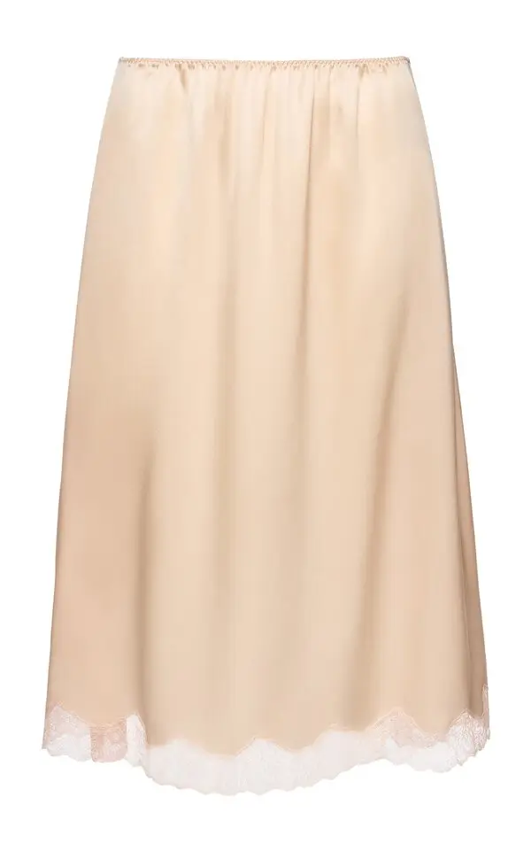 Magda Butrym Lace-trimmed Silk Midi Skirt - Orange