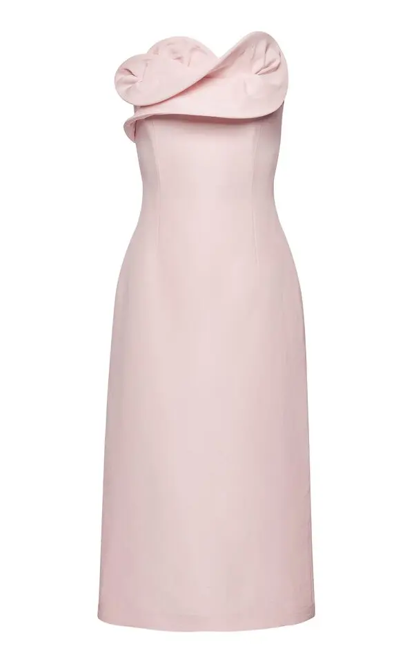 Magda Butrym Sculpted Rosette Silk Midi Dress - Pink