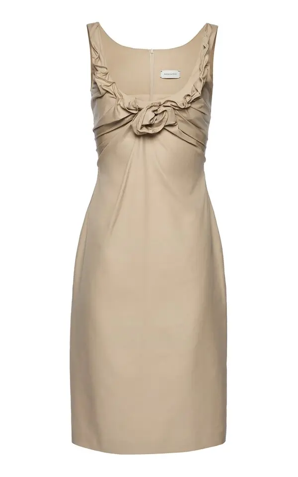 Magda Butrym Gathered Cotton-blend Midi Dress - Neutral