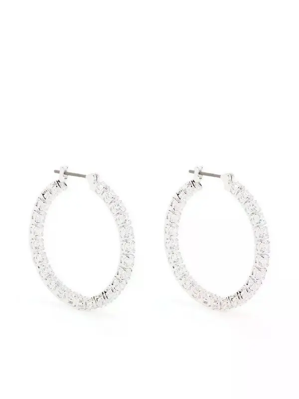 SWAROVSKI Matrix Hoop Earrings With Crystal Embellishment - Silver