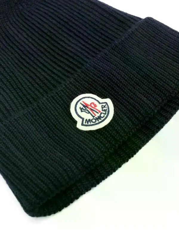 Moncler Ribbed Beanie With Logo Patch