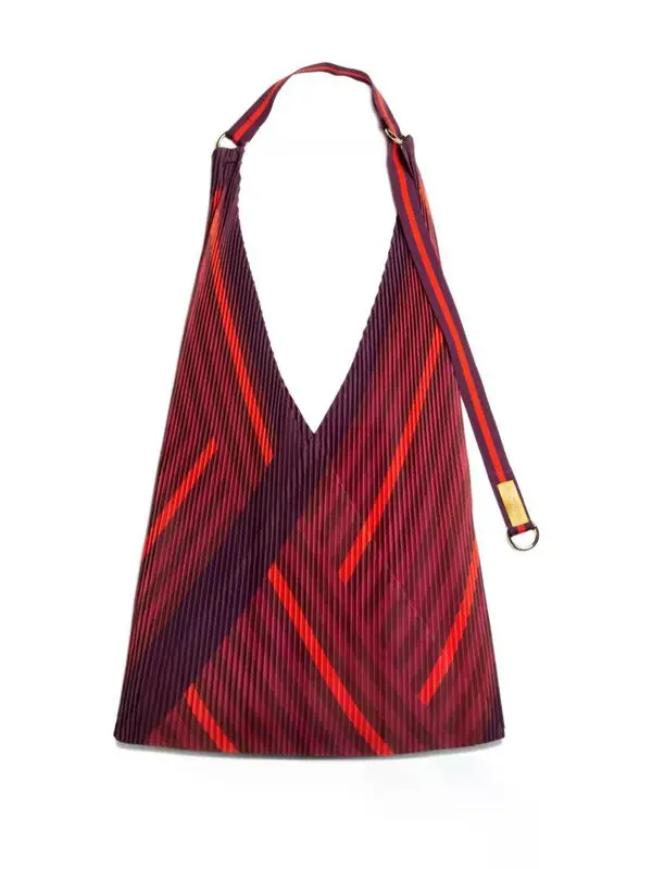 MULTITUDES BAGS Pleated Striped Tote Bag - Red