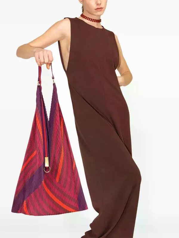 MULTITUDES BAGS Pleated Striped Tote Bag - Red