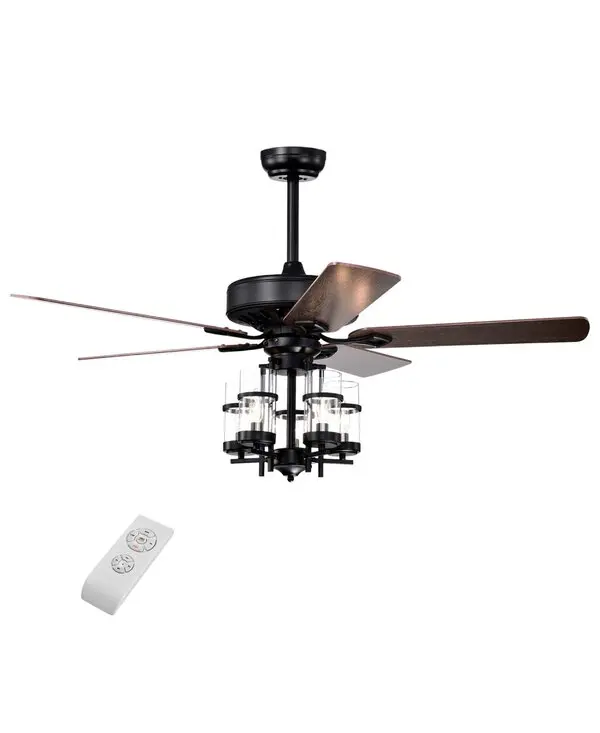 COSTWAY 50 Ceiling Fan With Light Classic Ceiling Fan Lamp W/noiseless Reversible Motor - Black