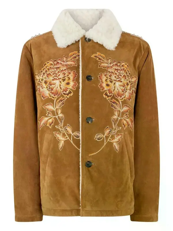Roberto Cavalli Embroidered Suede Jacket