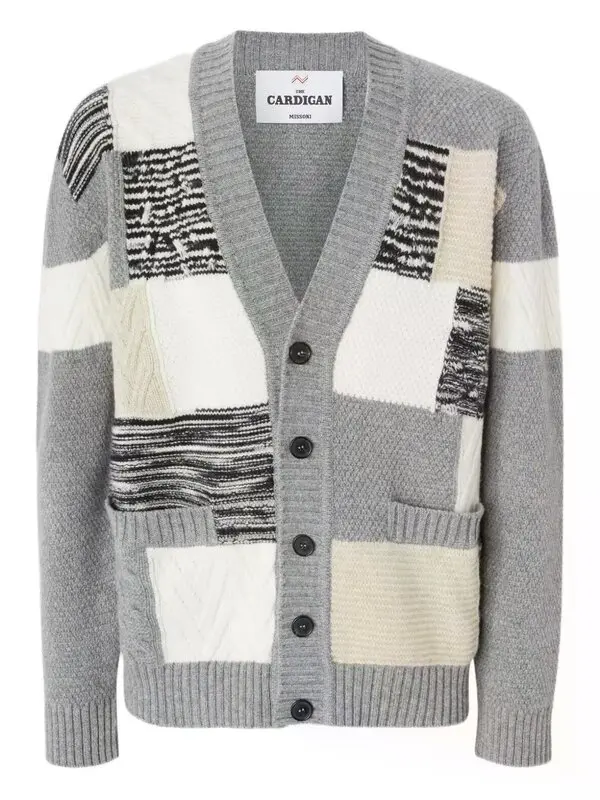 Missoni Patchwork Cable-knit Cardigan - Grey
