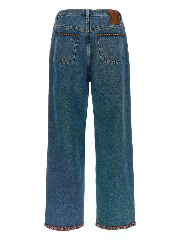 Valentino Garavani Floral-insert Five-pocket Jeans