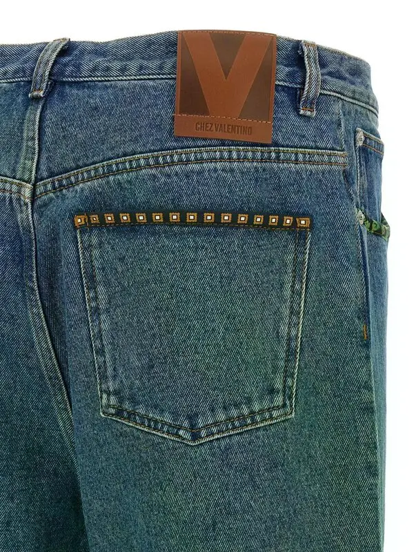 Valentino Garavani Floral-insert Five-pocket Jeans