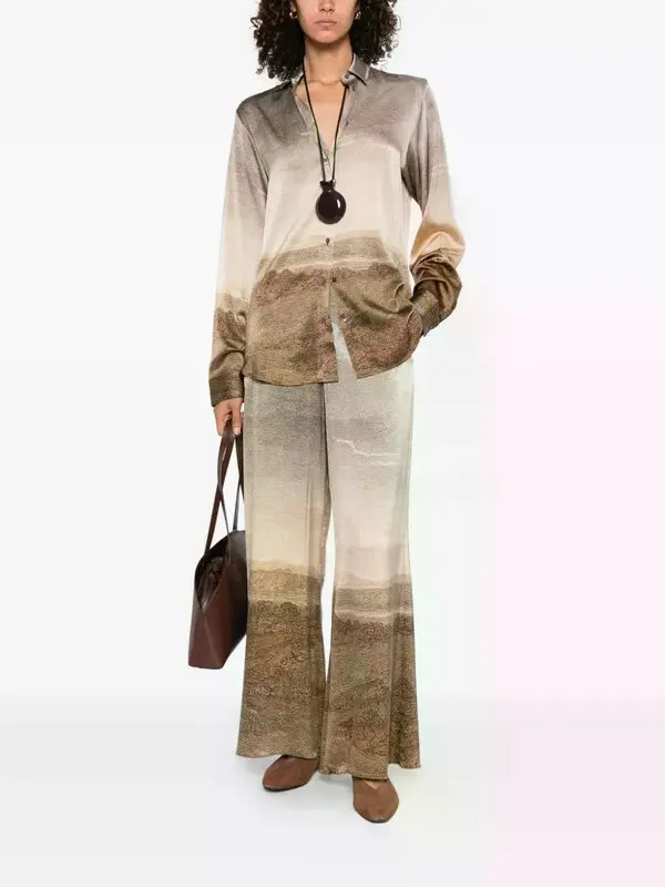 PIERRE-LOUIS MASCIA Landscape-print Wide-leg Trousers