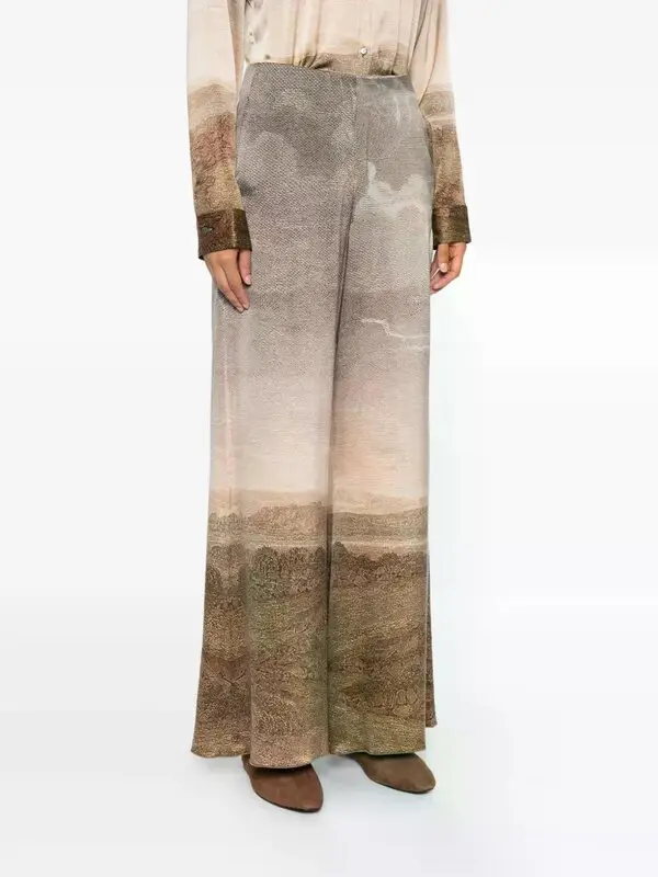 PIERRE-LOUIS MASCIA Landscape-print Wide-leg Trousers
