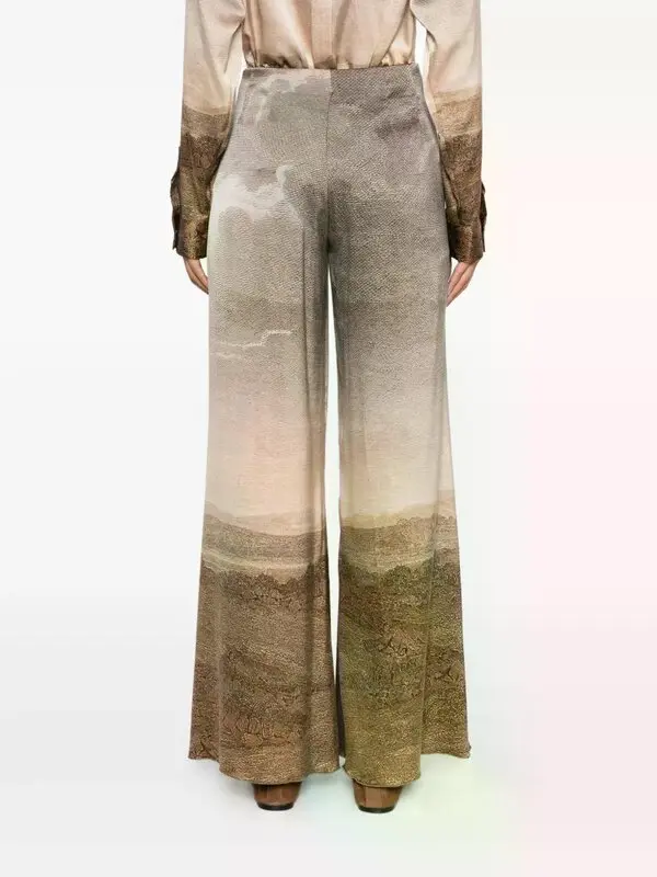 PIERRE-LOUIS MASCIA Landscape-print Wide-leg Trousers