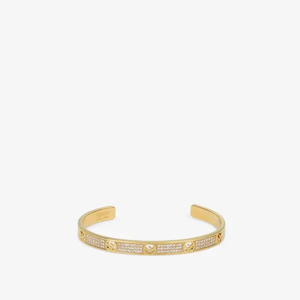 Fendi Crystal Embellished Logo Bracelet - Gold