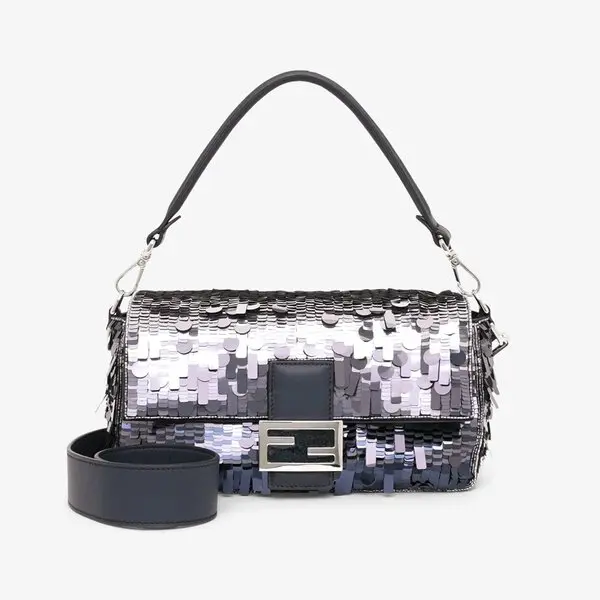 Fendi Metallic Sequined Baguette - Blue