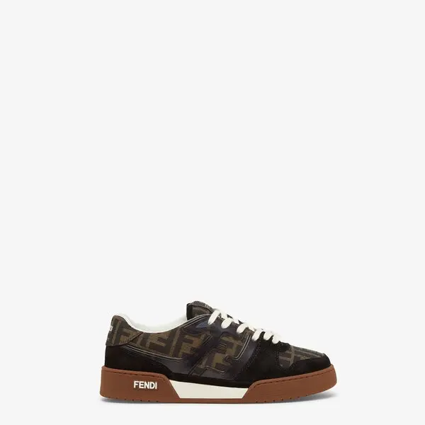 Fendi Match Lace-up Suede And Jacquard Ff Sneakers - Black