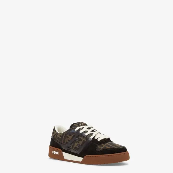 Fendi Match Lace-up Suede And Jacquard Ff Sneakers - Black