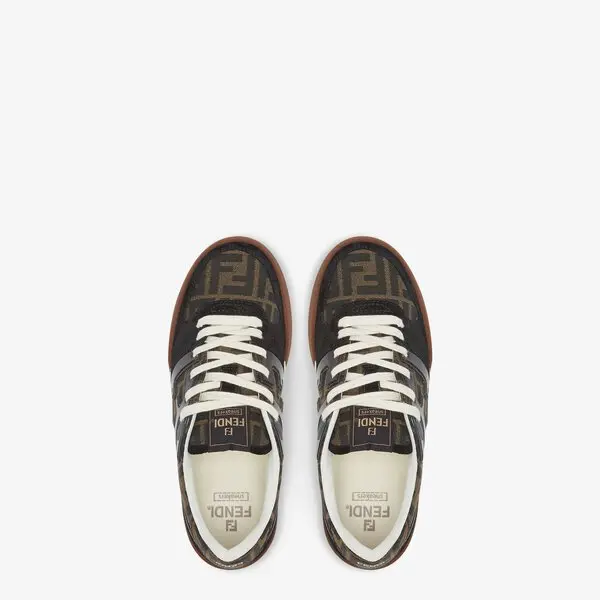 Fendi Match Lace-up Suede And Jacquard Ff Sneakers - Black