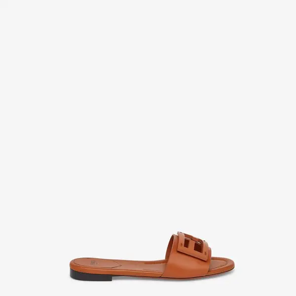 Fendi Baguette Slides - Brown