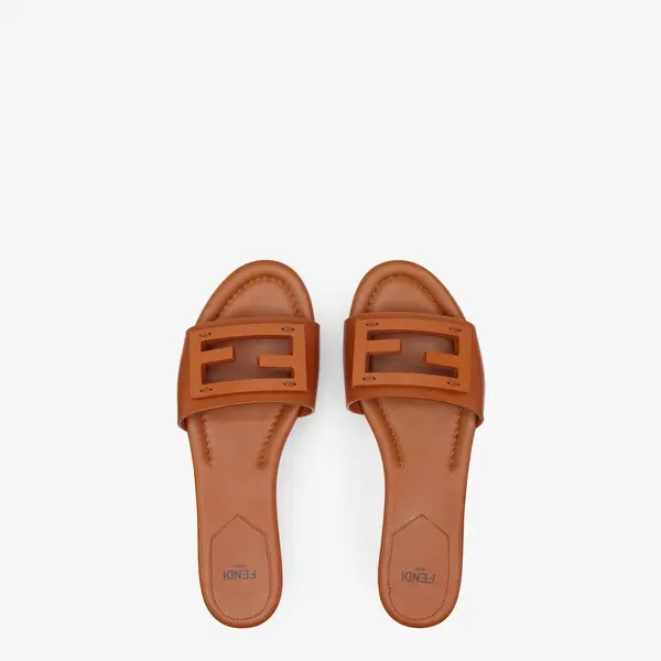 Fendi Baguette Slides - Brown
