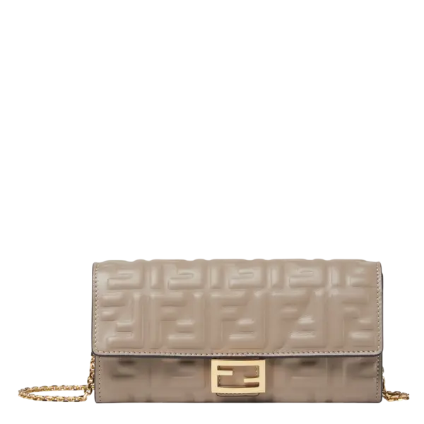 Fendi Baguette Continental With Chain - Grey