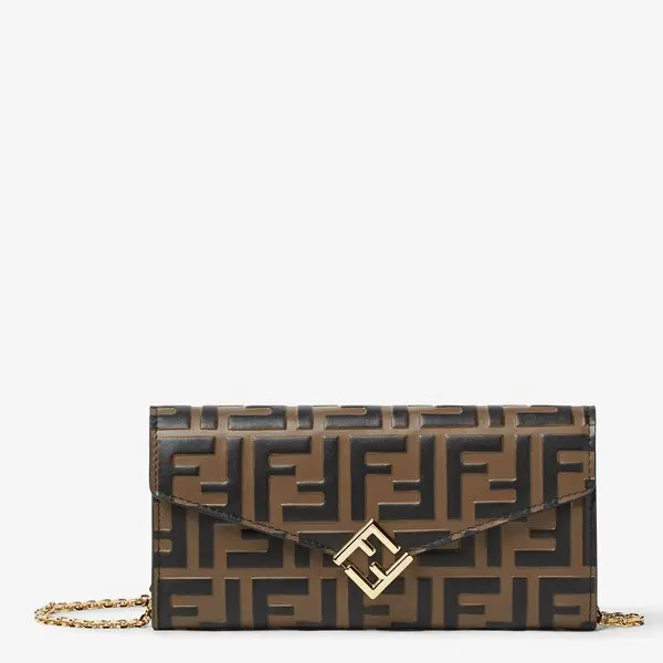 Fendi Diamonds Continental With Chain - Brown