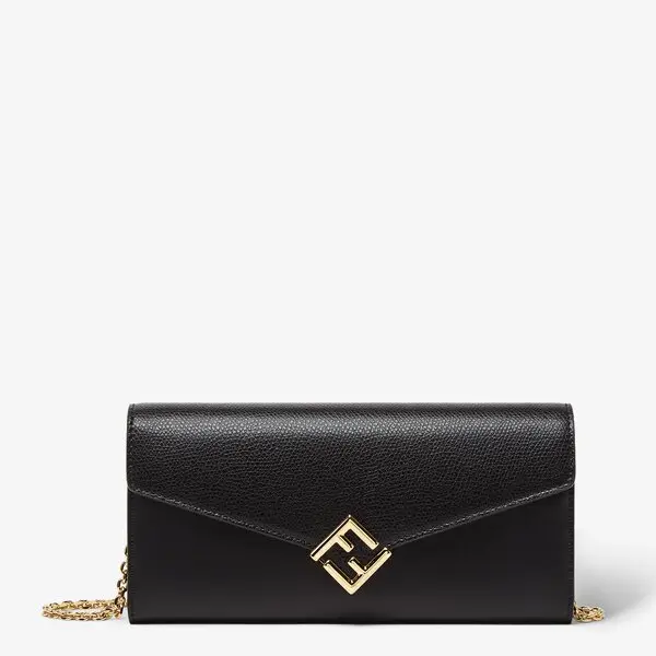 Fendi Ff Diamonds Continental With Chain - Black