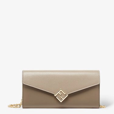 Fendi Ff Diamonds Continental With Chain - Grey