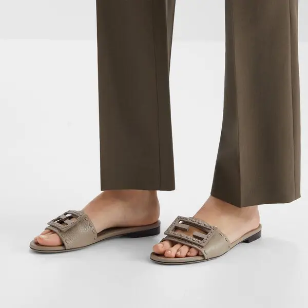 Fendi Baguette Slides - Grey