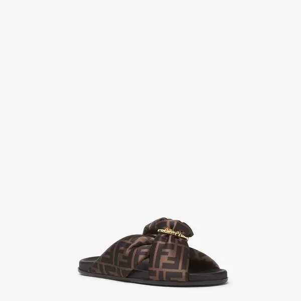 Fendi Padded Ff Motif Flat Slides - Brown