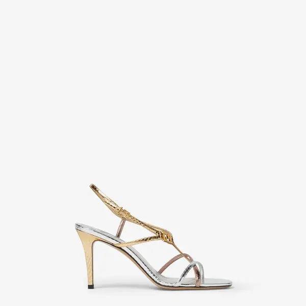 Fendi Ffold Metallic Ayers Sandals