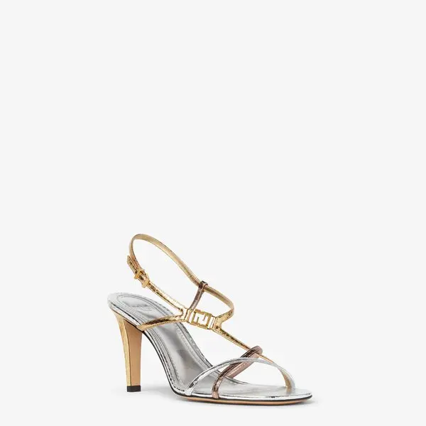 Fendi Ffold Metallic Ayers Sandals