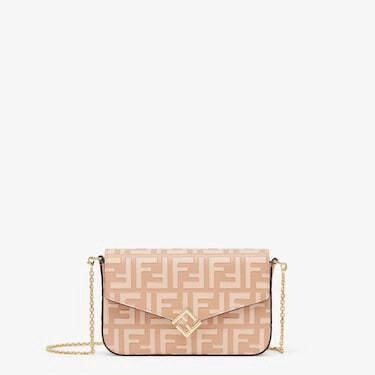 Fendi Ff Diamonds Wallet On Chain - Pink