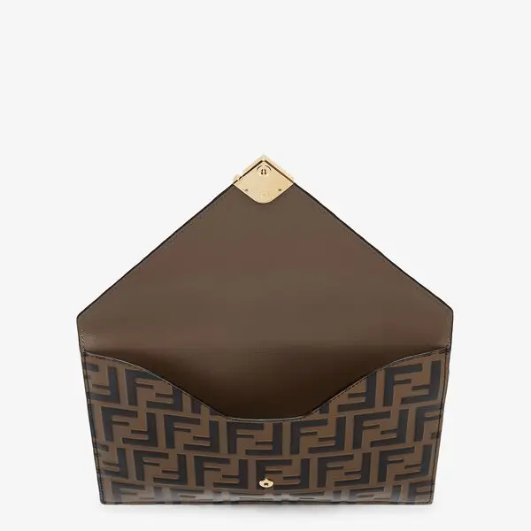 Fendi Ff Diamonds Flat Pouch - Brown