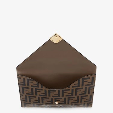 Fendi Ff Diamonds Flat Pouch - Brown