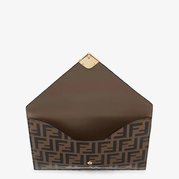 Fendi Ff Diamonds Flat Pouch - Brown