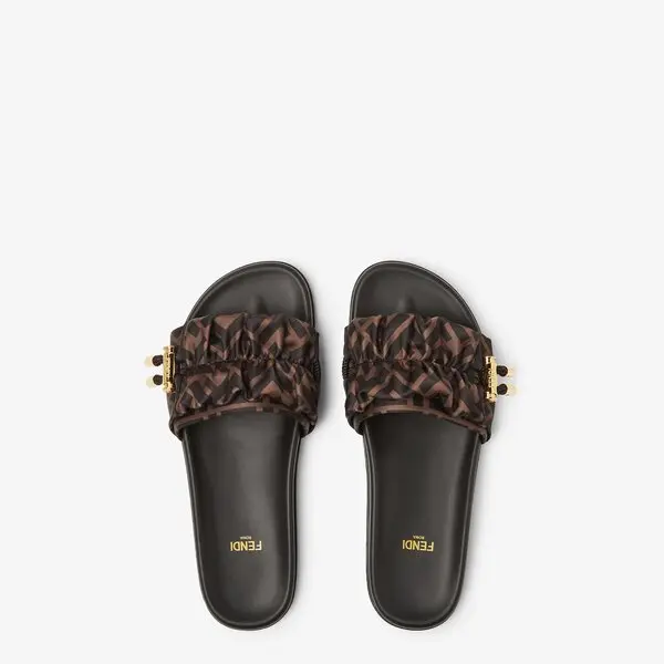 Fendi Vertigo Ff Motif Satin Slides
