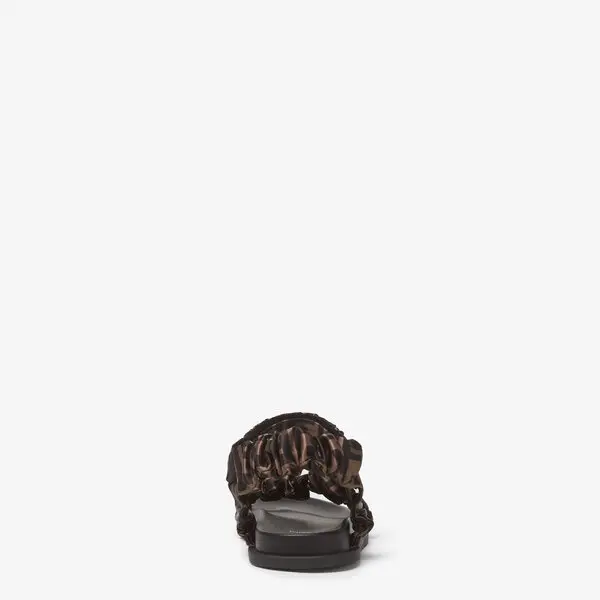 Fendi Flat Sandals With Ff Motif - Brown