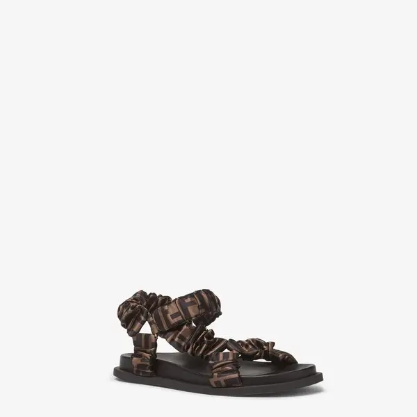 Fendi Ruched Ff Tube Motif Flat Sandals - Brown