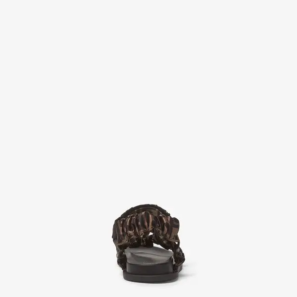 Fendi Ruched Ff Tube Motif Flat Sandals - Brown