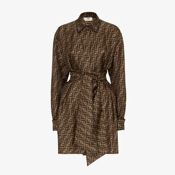 Fendi Ff Motif Twill Shirtdress - Brown