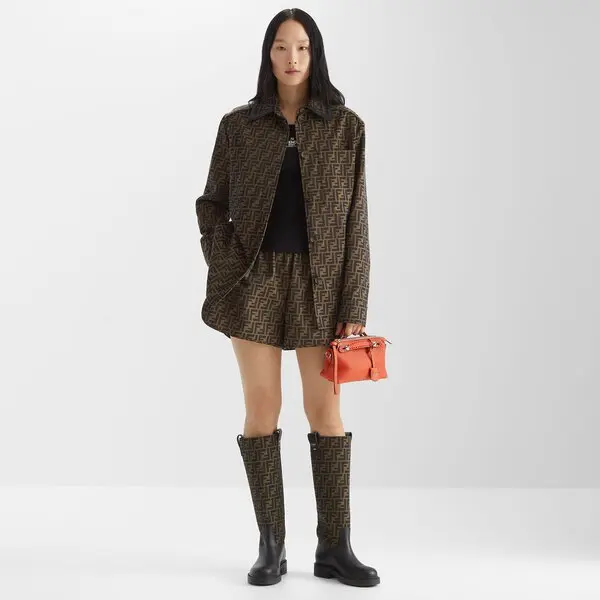 Fendi Ff Motif Jacquard Canvas Jacket - Brown