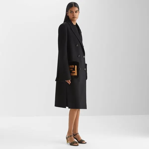 Fendi Midi Wool Double Fabric Coat