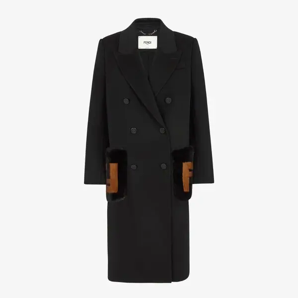 Fendi Midi Wool Double Fabric Coat - Black