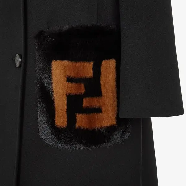 Fendi Midi Wool Double Fabric Coat - Black