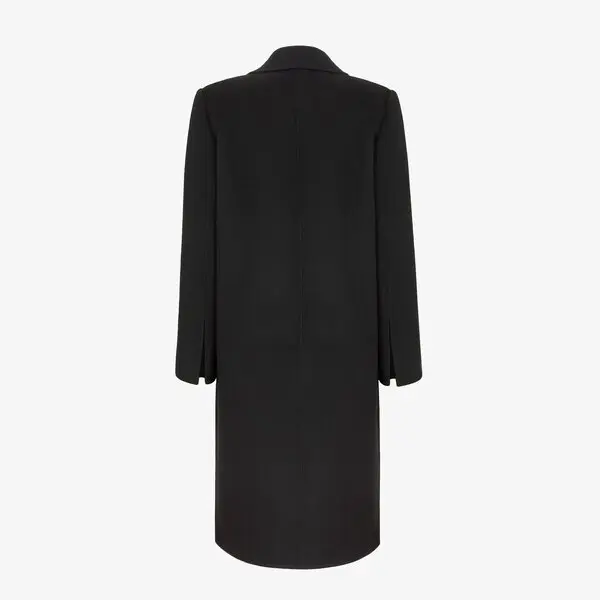Fendi Midi Wool Double Fabric Coat - Black