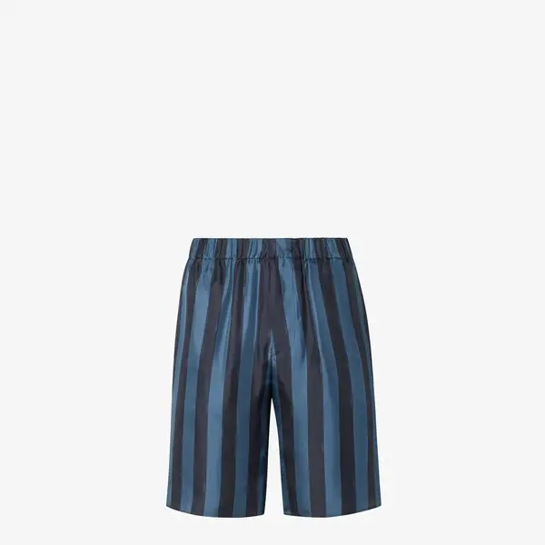 Fendi Striped Silk Bermuda Shorts - Blue