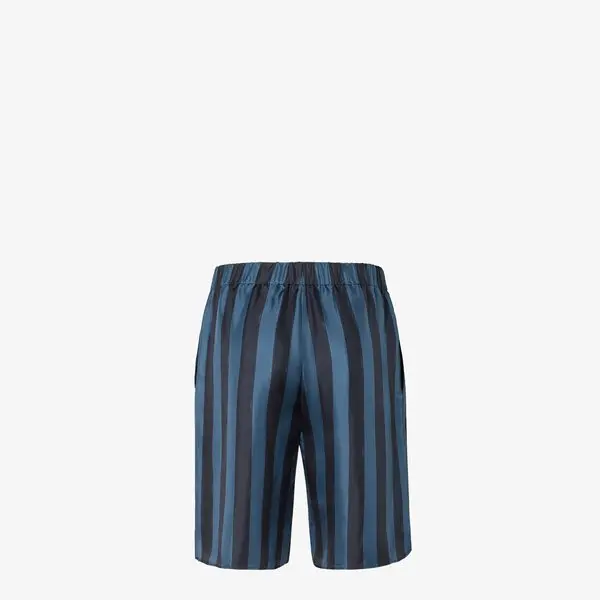 Fendi Striped Silk Bermuda Shorts - Blue