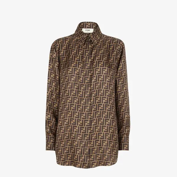 Fendi Oversized Ff Motif Shirt - Brown